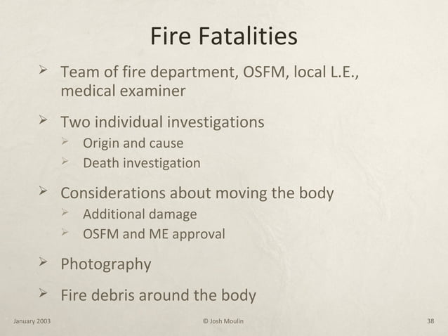 Josh Moulin: Basic Fire Investigation for Law Enforcement | PPT ...