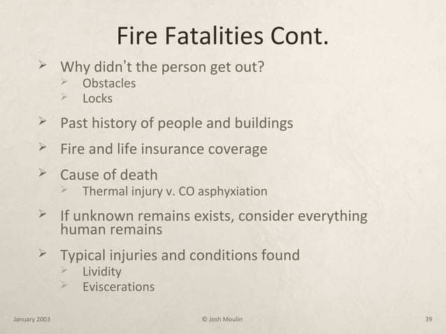 Josh Moulin: Basic Fire Investigation for Law Enforcement | PPT ...
