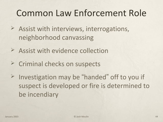 Josh Moulin: Basic Fire Investigation for Law Enforcement | PPT ...