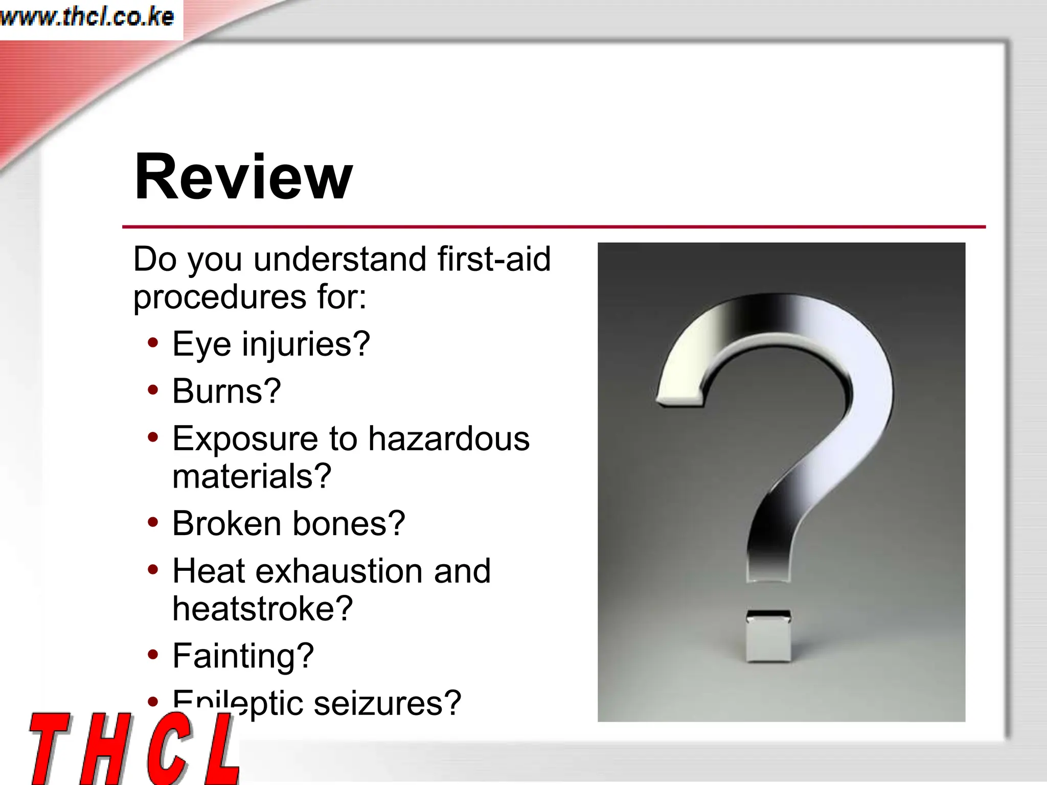 Basic First Aid and Refresher Training Course | PPT