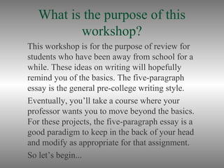 Basic five pargraph essay | PPT