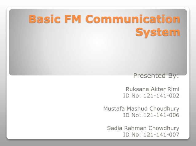 Basic fm communication system | PPTX