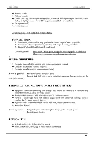 Basic food and beverage service | DOC