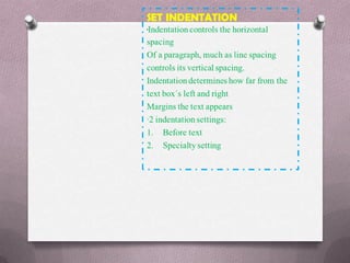 Basic formatting | PPTX | Desktop Publishing | Computer Software and Applications