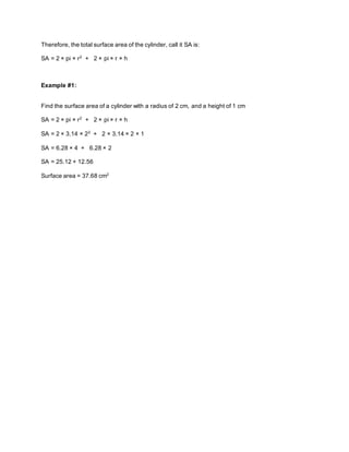 Basic formula for Shapes - Area and Volume and Surfae | DOCX | Physics ...