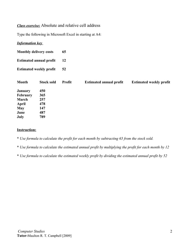 Basic formulas and functions | DOC