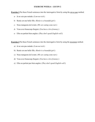 Basic French Exercises | PDF