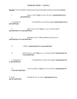 Basic French Exercises | PDF