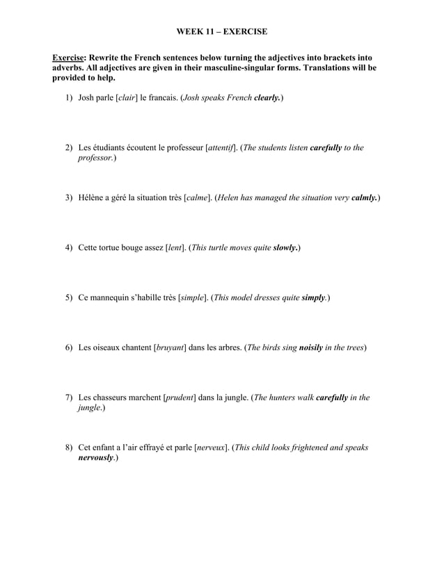 Basic French Exercises | PDF