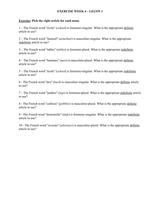 Basic French Exercises | PDF