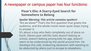 The BASIC FUNCTIONS OF NEWSPAPER.pptx explanations | PPTX