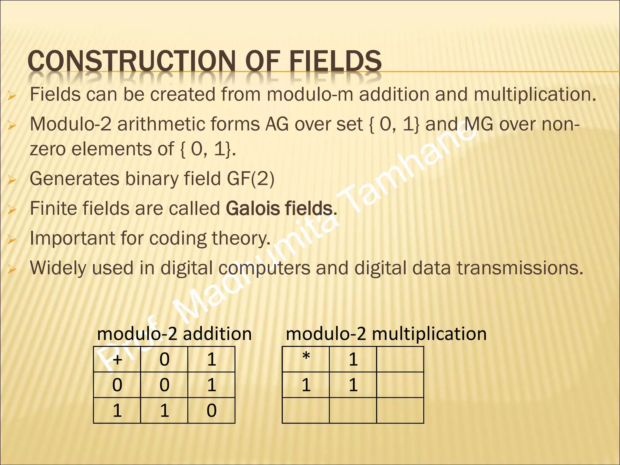 Basic galois field arithmatics required for error control codes | PDF Basic galois field arithmatics required for error control codes | PDF