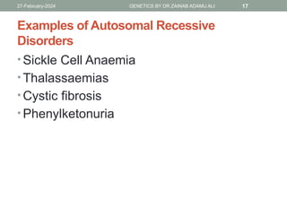 BASIC GENETICS, CLASSIFICATION OF GENETIC DISEASES AND SICKLE CELL ...