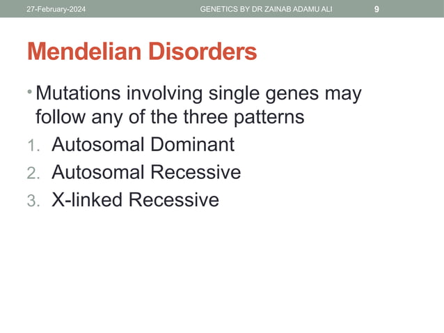 BASIC GENETICS, CLASSIFICATION OF GENETIC DISEASES AND SICKLE CELL ...