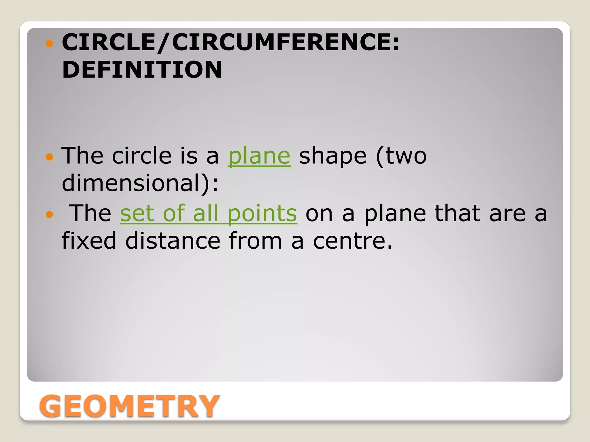 Basic geometric elements 1º circunference | PDF