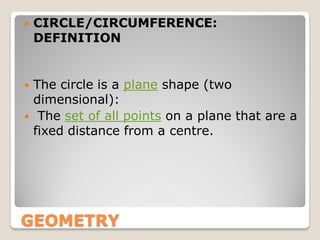 Basic geometric elements 1º circunference | PPT