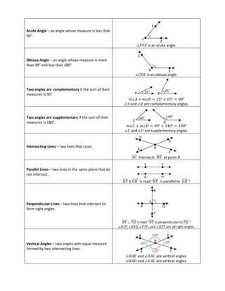 Basic geometric terms | PDF