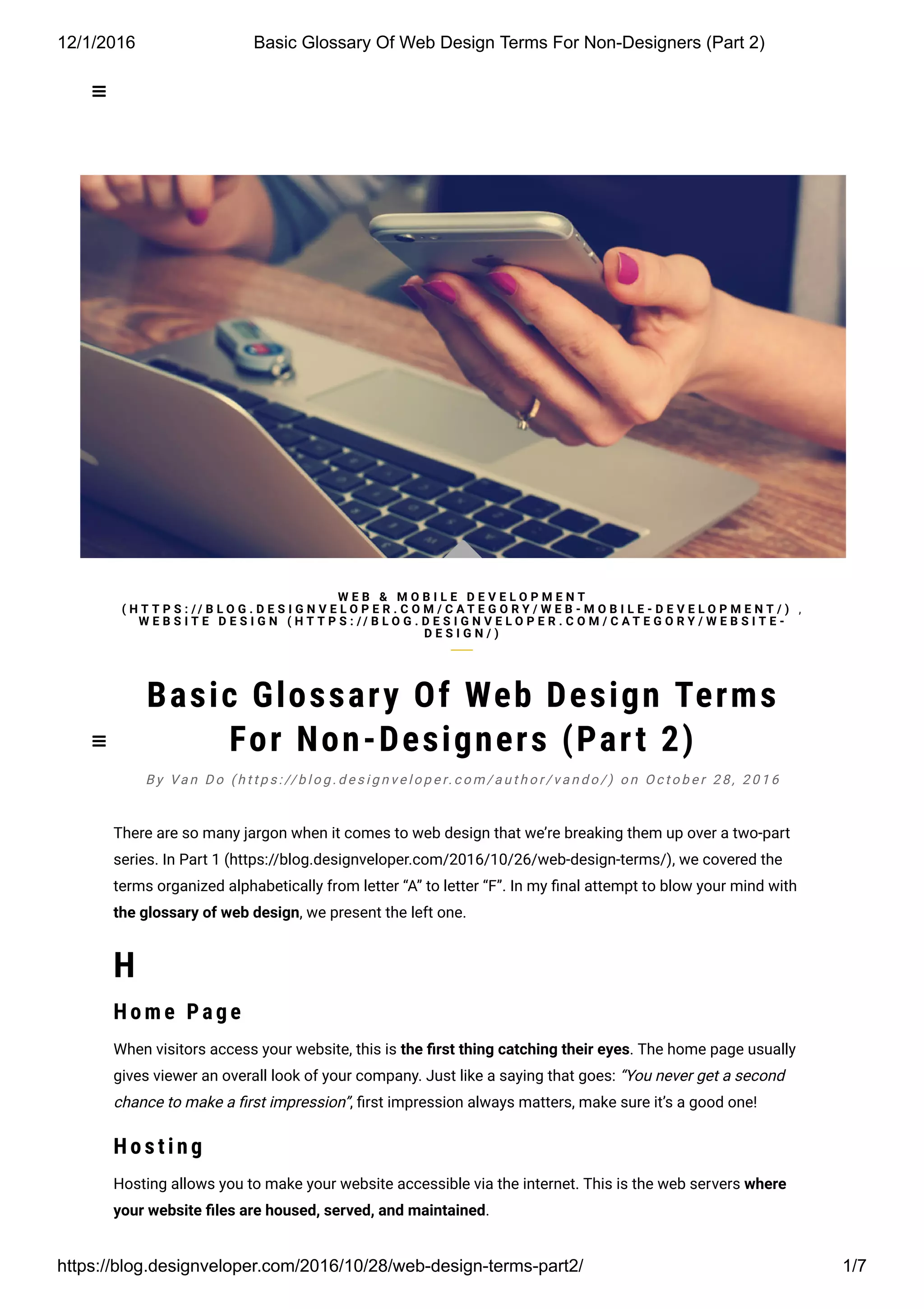 Basic glossary of web design terms for non designers (part 2) | PDF