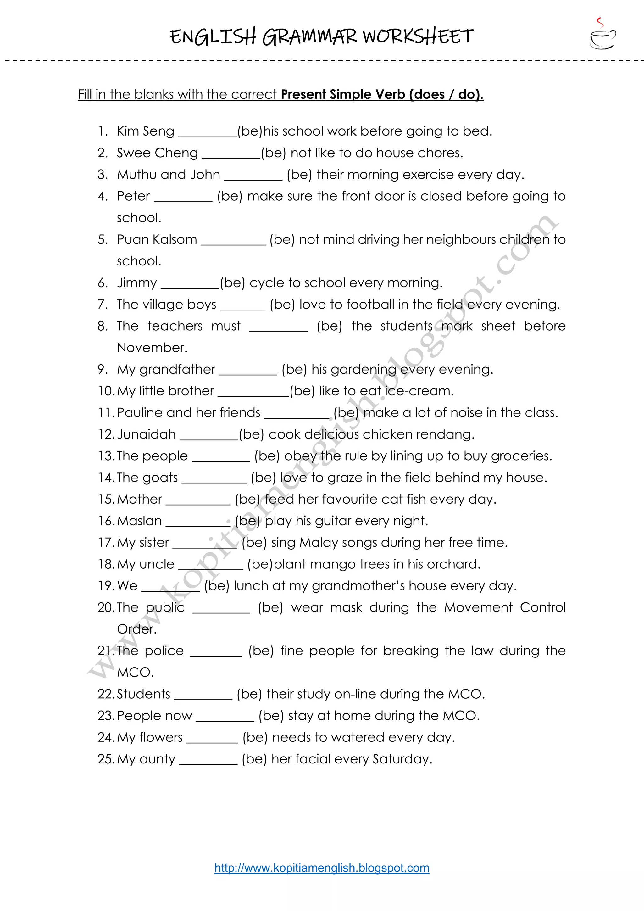 Basic Grammar Present Simple Do Does Pdf