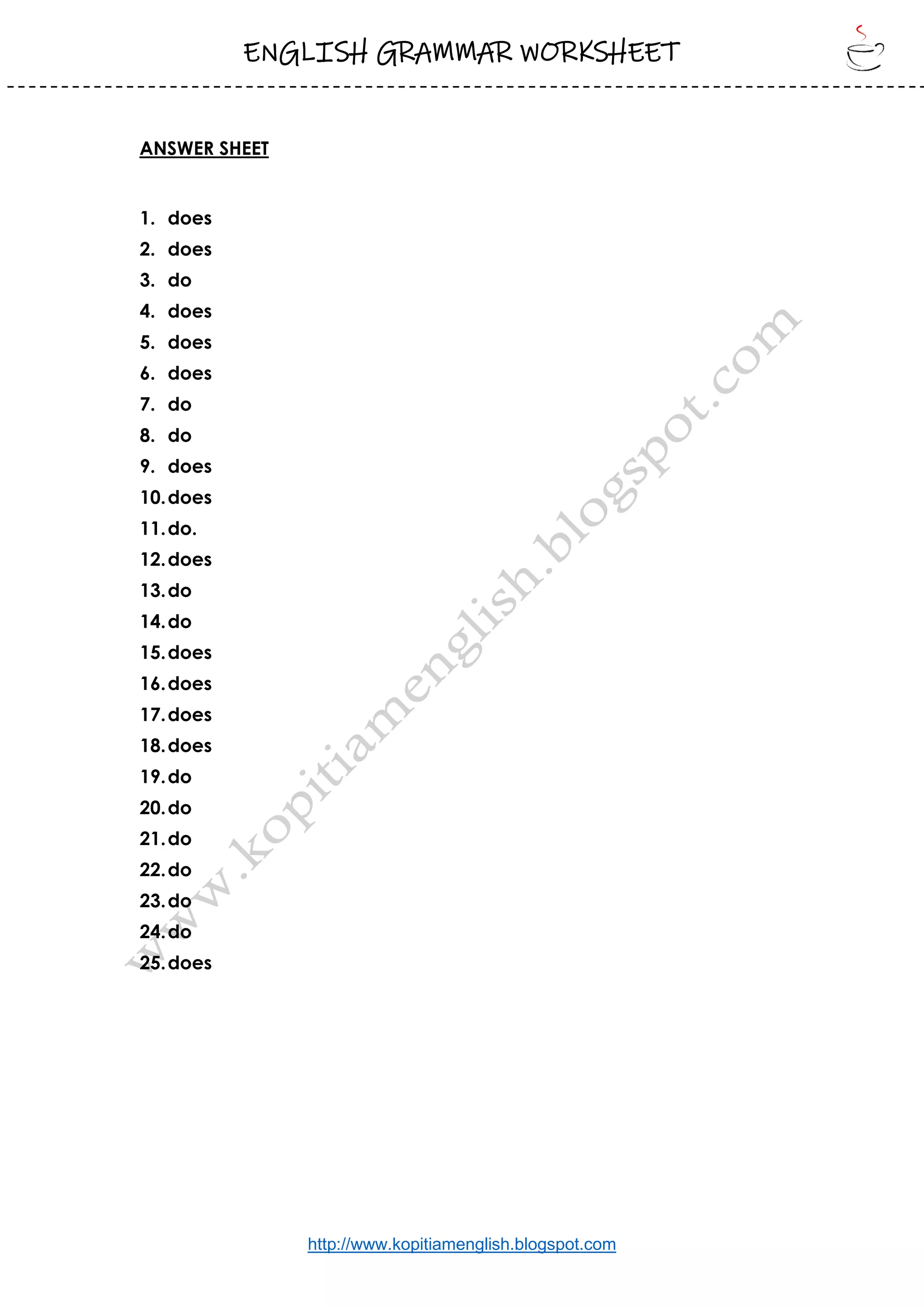 Basic grammar present simple(do / does) | PDF