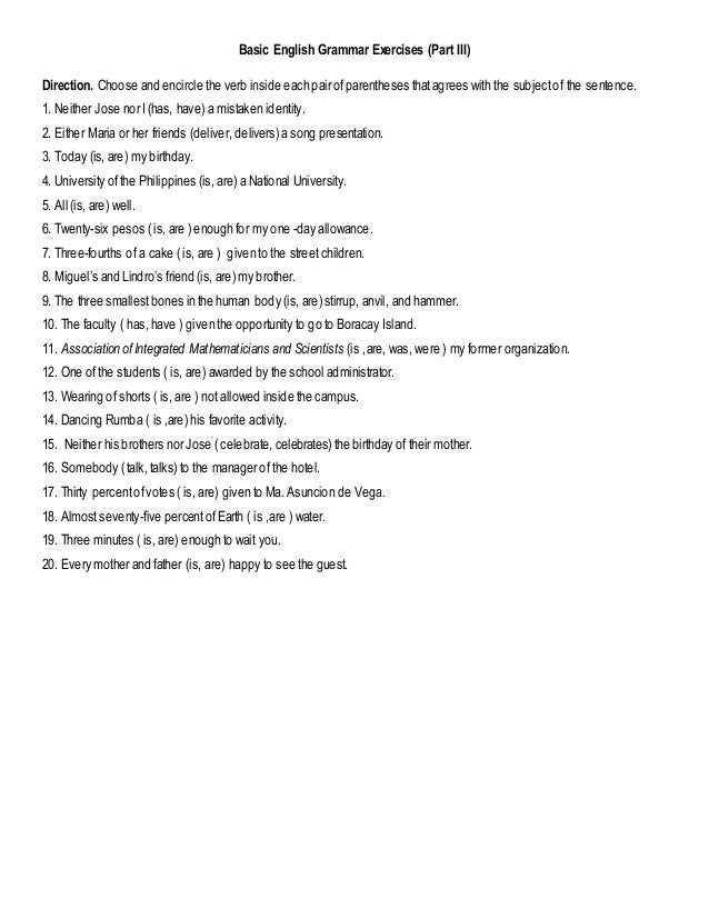 Basic Grammar Exercises basic-grammar-exercises