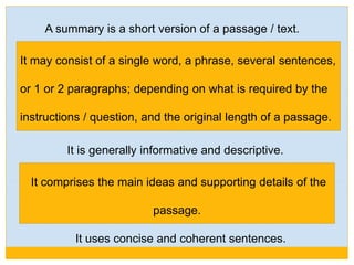 Basic guidelines for writing summaries | PPTX