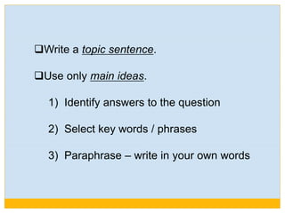 Basic guidelines for writing summaries | PPTX