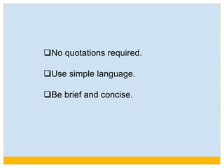 Basic guidelines for writing summaries | PPTX