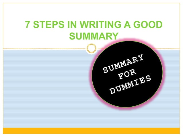 Basic guidelines for writing summaries | PPTX