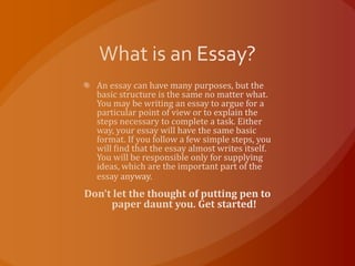 Basic guide to writing an essay | PPTX