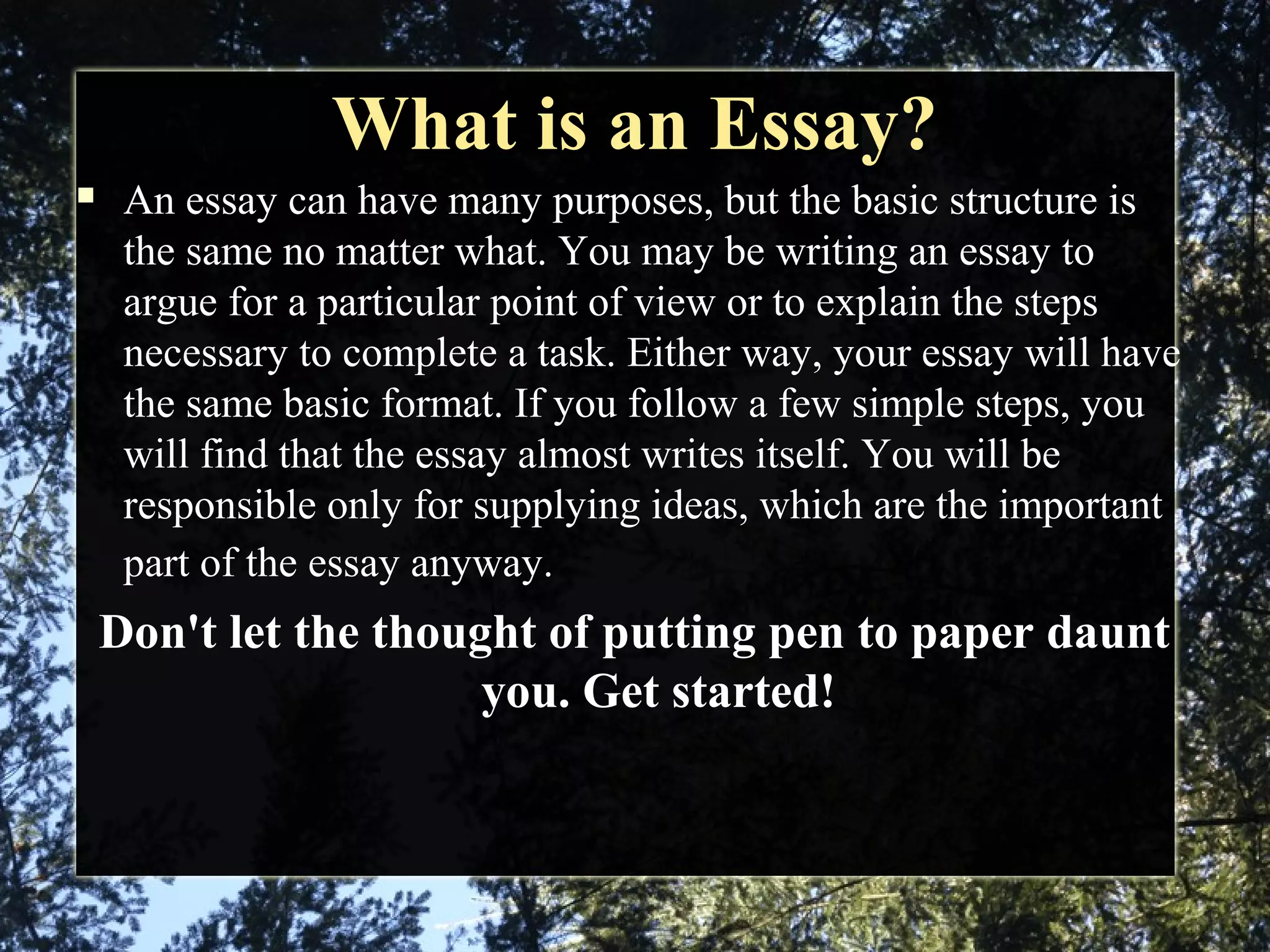 Basic guide to writing an essay | PPT