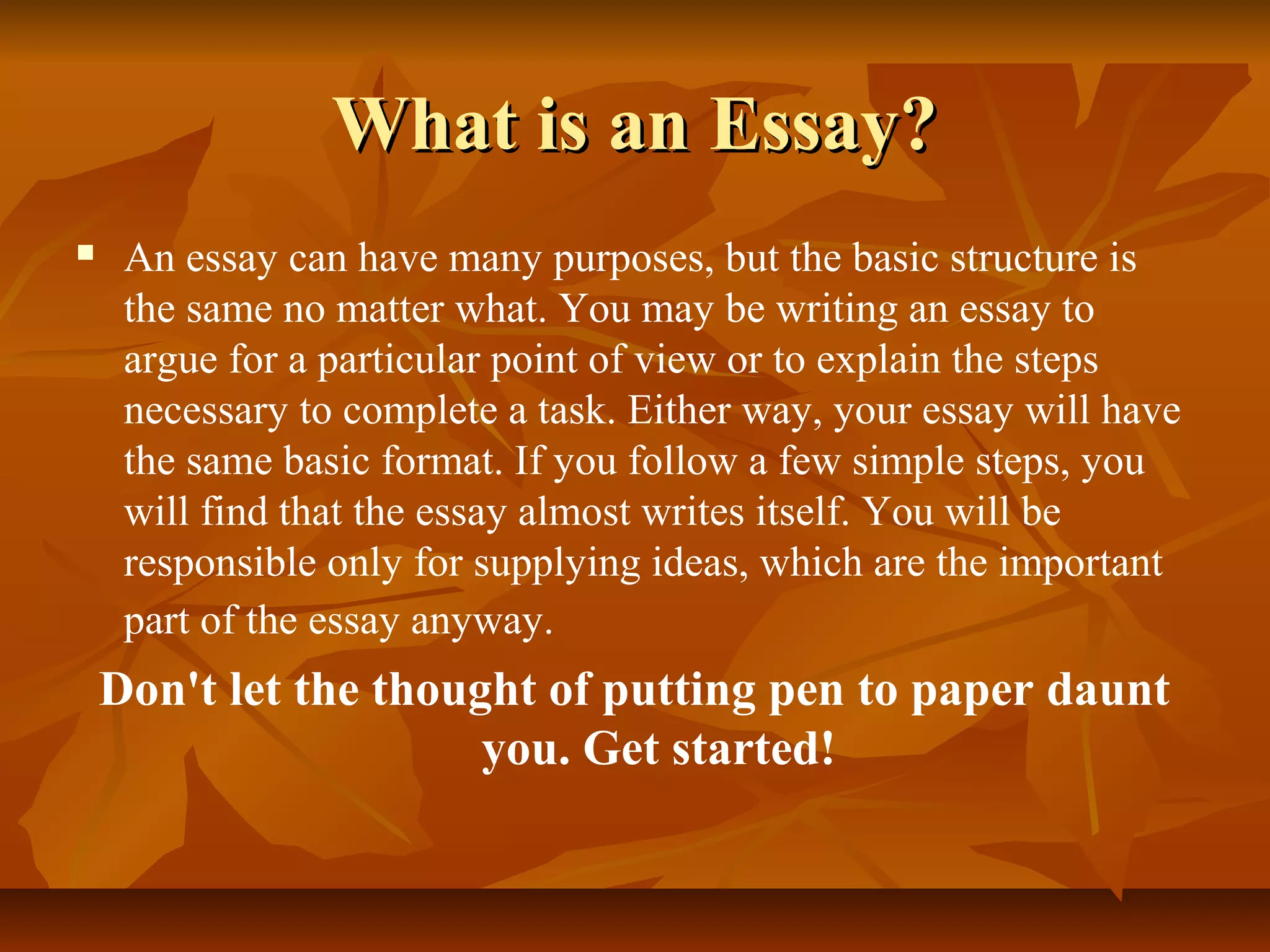 Basic guide to writing an essay[1] | PPT