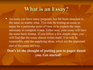 Basic guide to writing an essay[1] | PPT