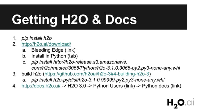 Basic H2O for Python with Eric Eckstrand | PPT