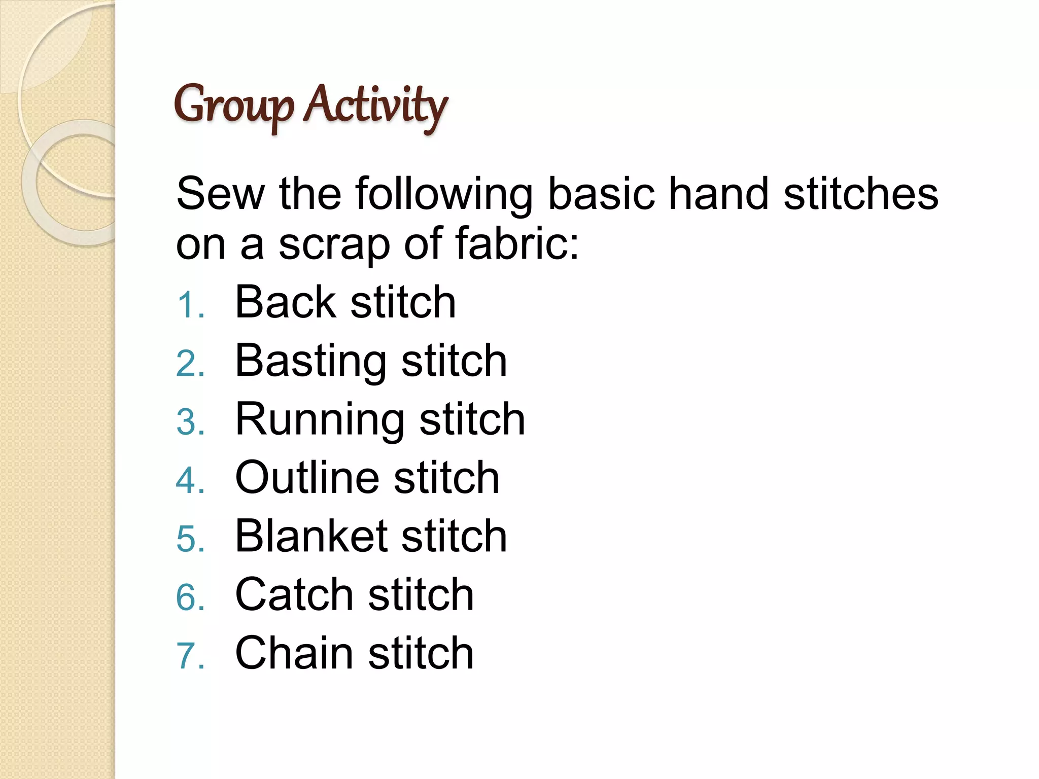 Basic Hand Stitches | PPTX