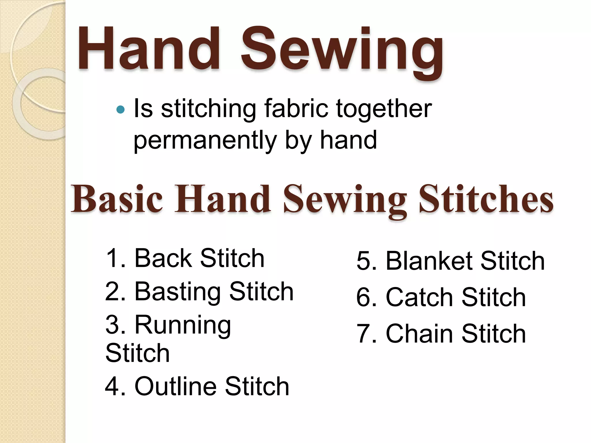 Basic Hand Stitches | PPTX