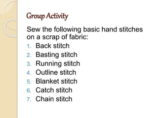 Basic Hand Stitches | PPTX