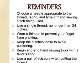 Basic Hand Stitches | PPTX