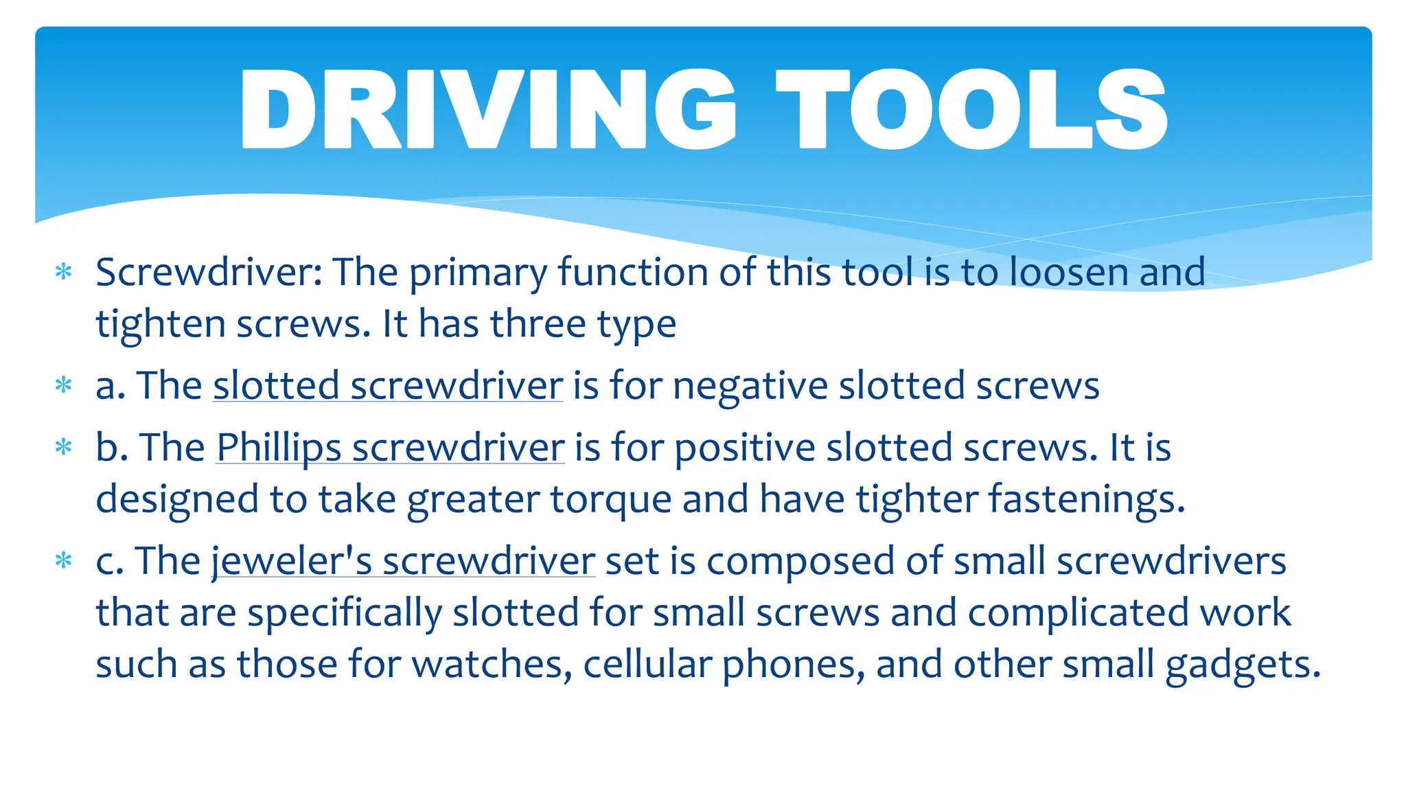 A Presentation about the Basic Hand Tool in TLE 6 Industrial Arts | PPTX