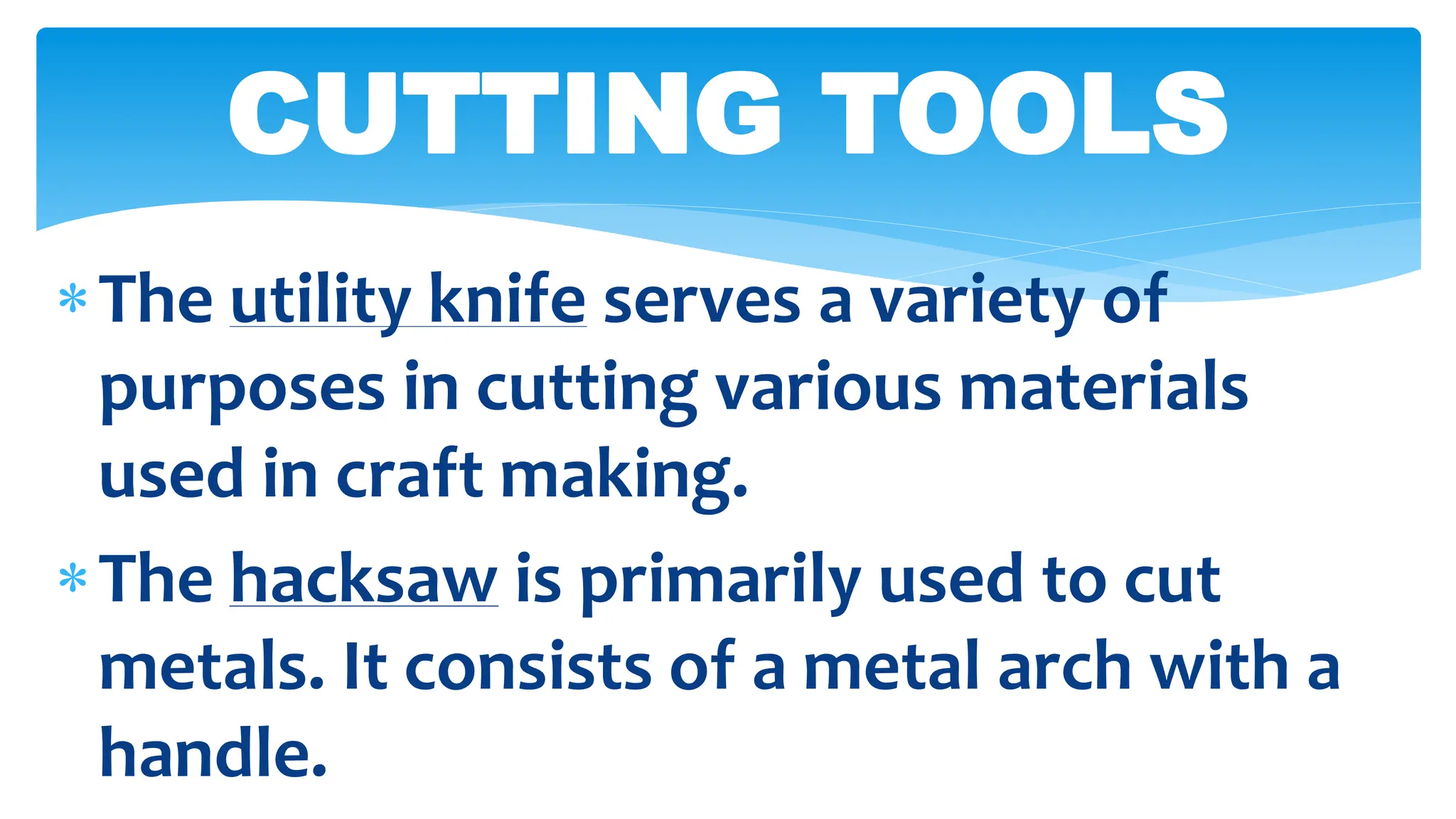 A Presentation about the Basic Hand Tool in TLE 6 Industrial Arts | PPTX