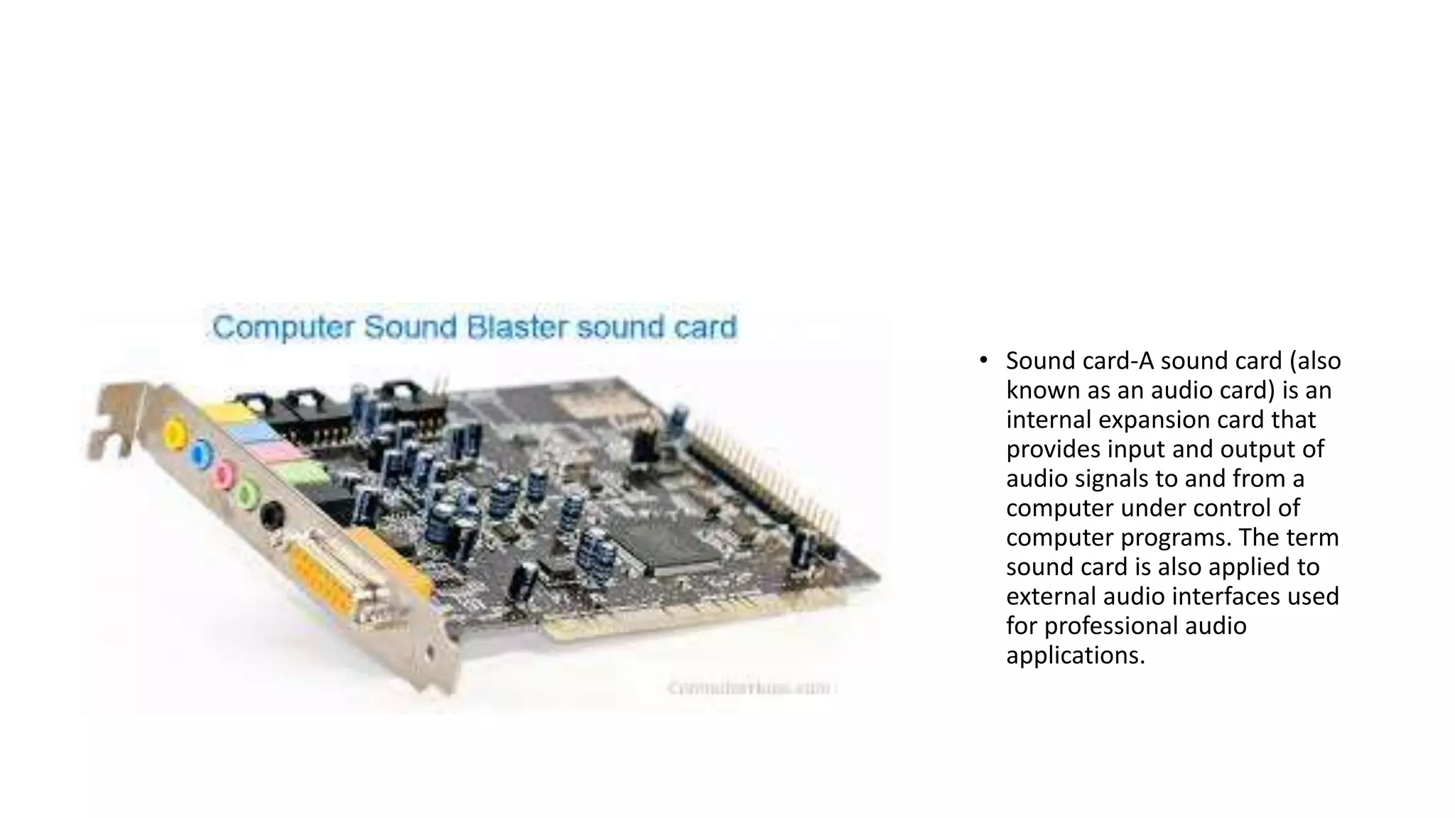 Basic hardware components.pptx | Digital Audio | Computer Software and ...