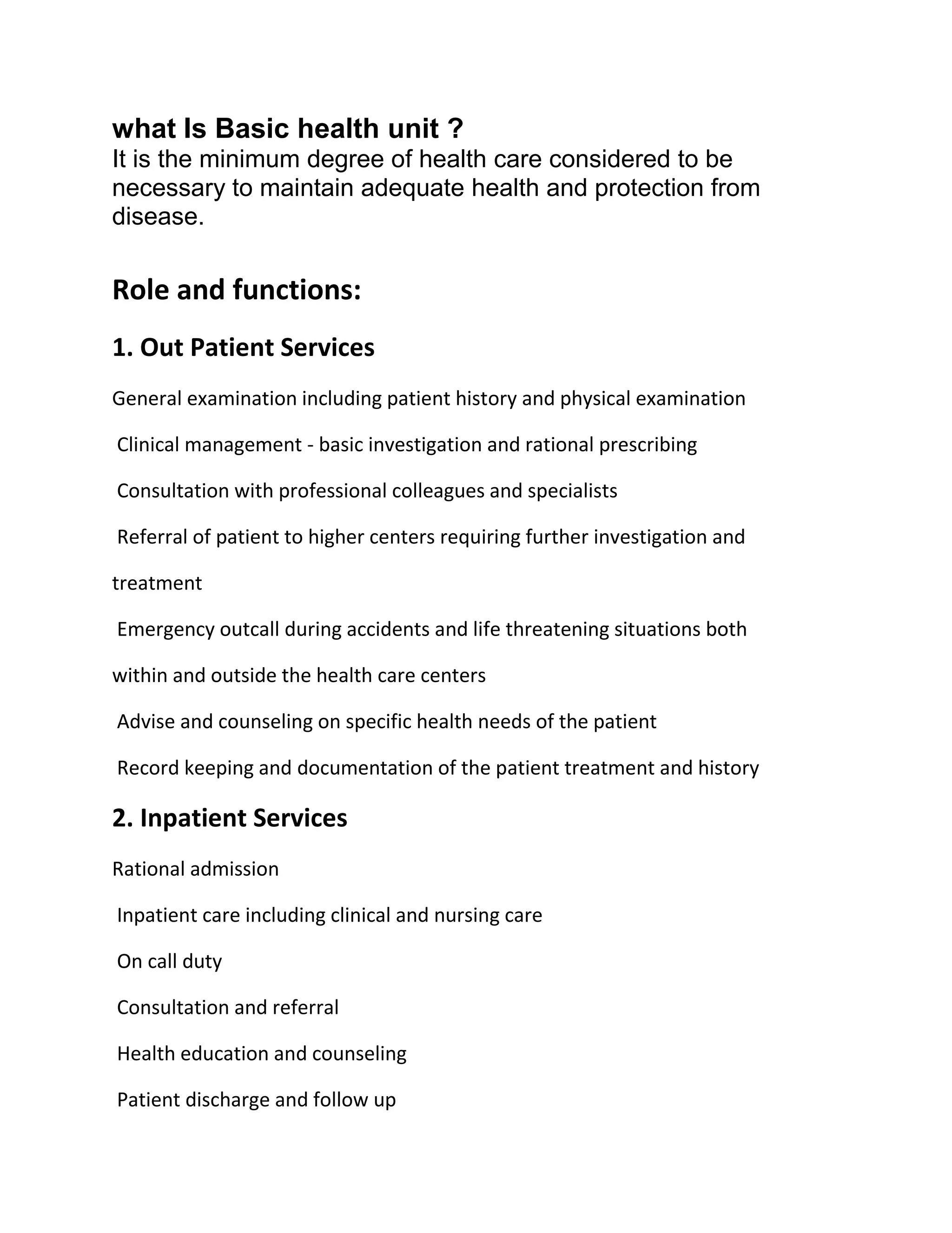 Basic health unit | DOCX