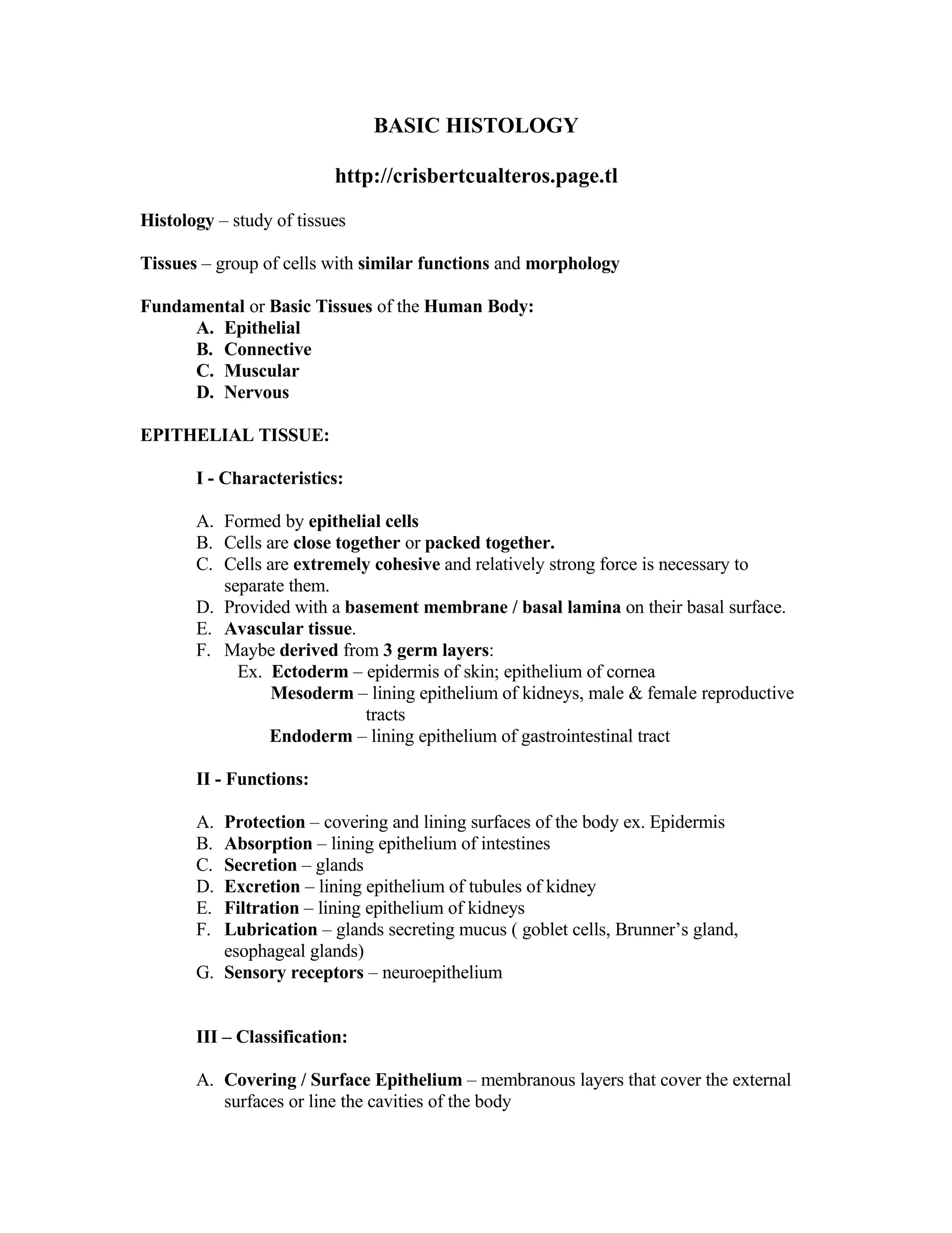 Basic Histology | DOC