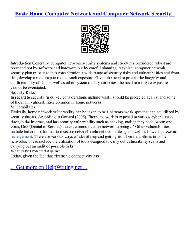 Basic Home Computer Network And Computer Network Security... | PDF