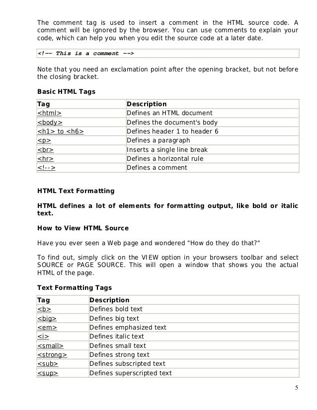 Basic Html Notes