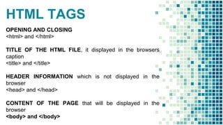 basic hyper text mark up language for IT | PPT