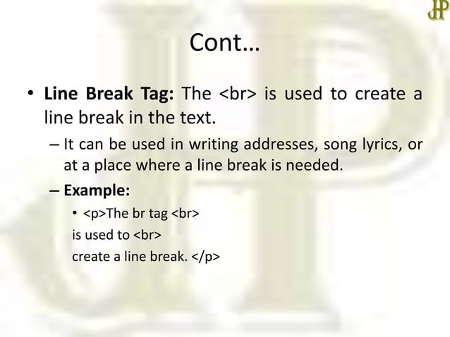 Basic html tags | PPTX | Web Design and HTML | Internet