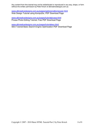 Basic html tutoirialp2 | PDF