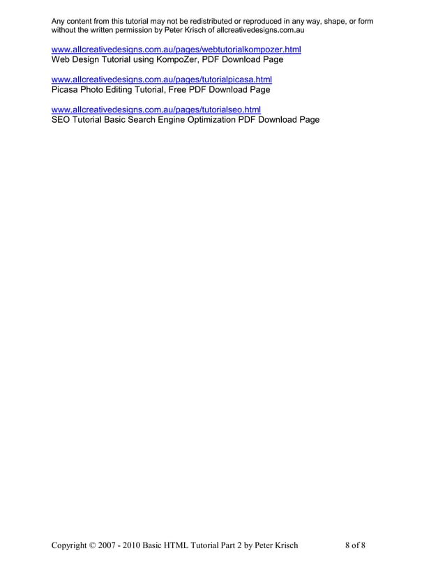 Basic html tutoirialp2 | PDF