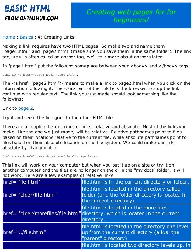 Basic Html Tutorial For Beginners